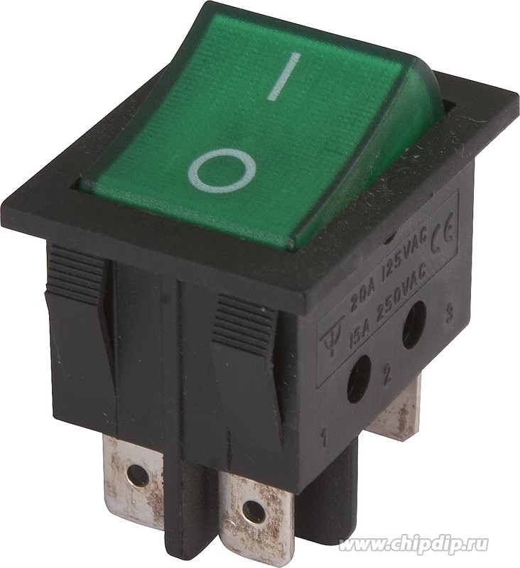 Переключатель 25T125 U, PA66 5 Pins 16A 250 В 32 мм x 32 мм x 18 мм ...